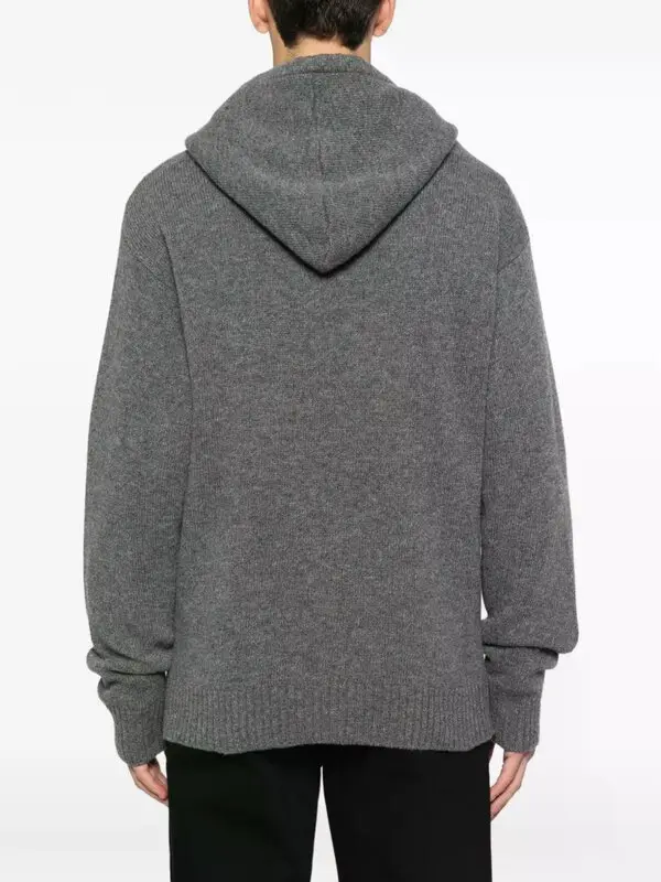 SEVEN GAUGE Ribbed-pocket Knit Hoodie - Grey