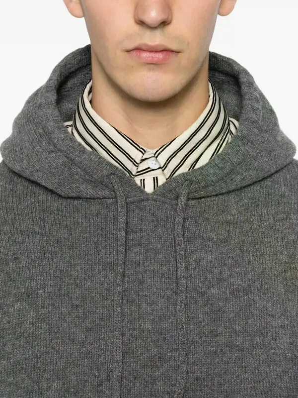 SEVEN GAUGE Ribbed-pocket Knit Hoodie - Grey