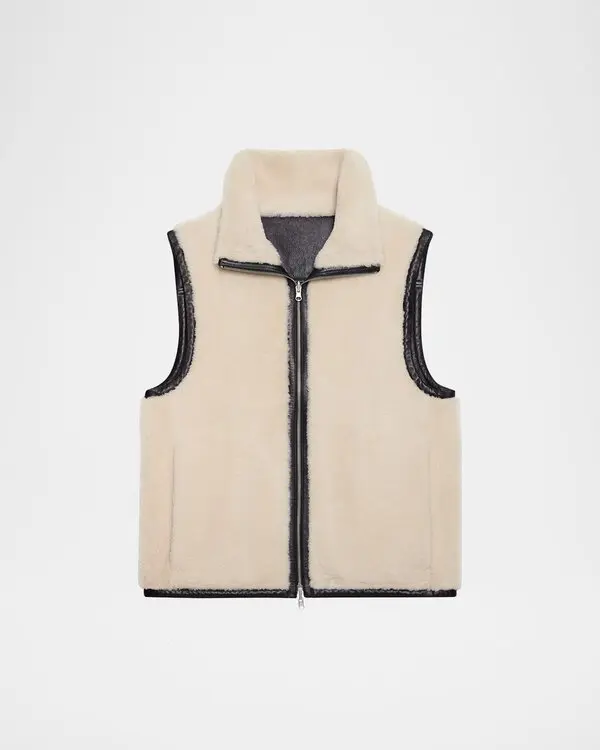 Helmut Lang Reversible Shearling Vest - Cremello