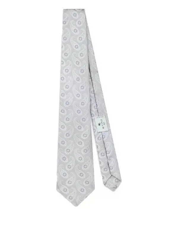 Etro Jacquard Paisley Motif Neck Tie - Grey