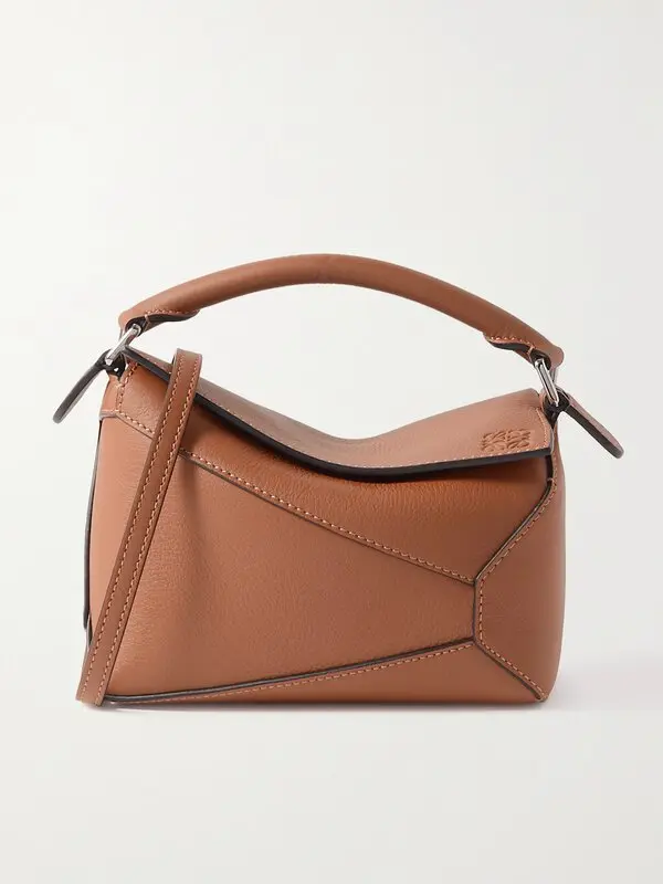 Loewe Puzzle Edge Mini Textured-leather Shoulder Bag - Brown