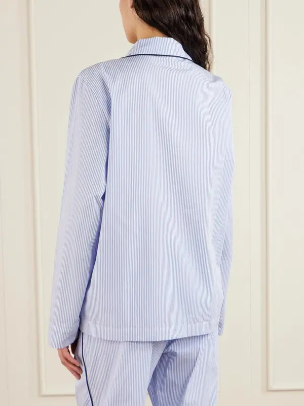 Sporty & Rich Embroidered Striped Pajama Shirt