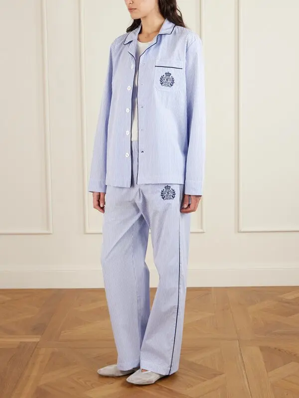 Sporty & Rich Striped Cotton-poplin Pajama Pants