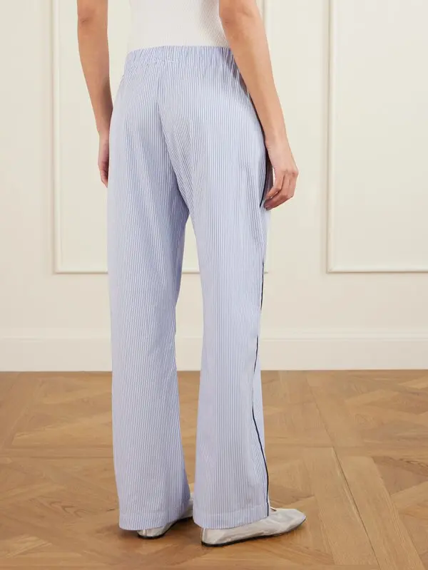 Sporty & Rich Striped Cotton-poplin Pajama Pants