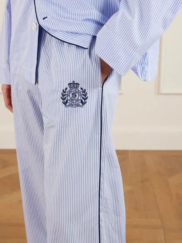 Sporty & Rich Striped Cotton-poplin Pajama Pants