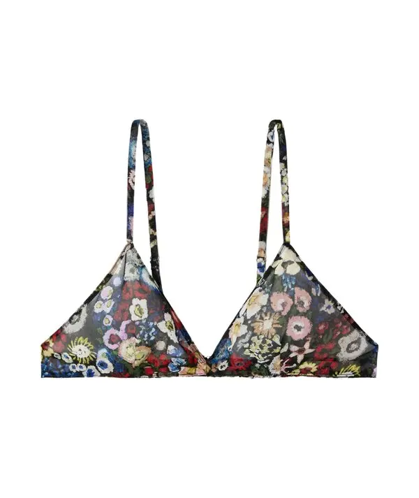 Khaite Talita Floral-print Silk-chiffon Triangle Bra - Multi