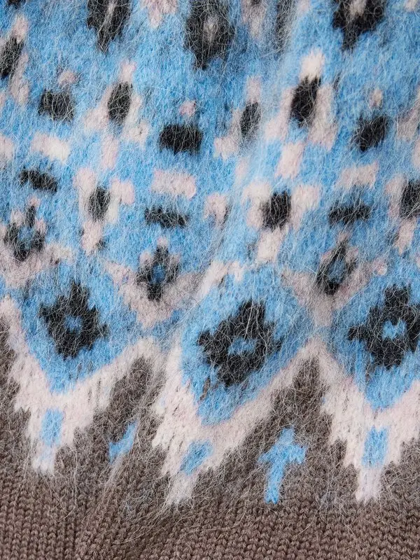 Staud Zane Fair Isle Wool-blend Sweater - Brown