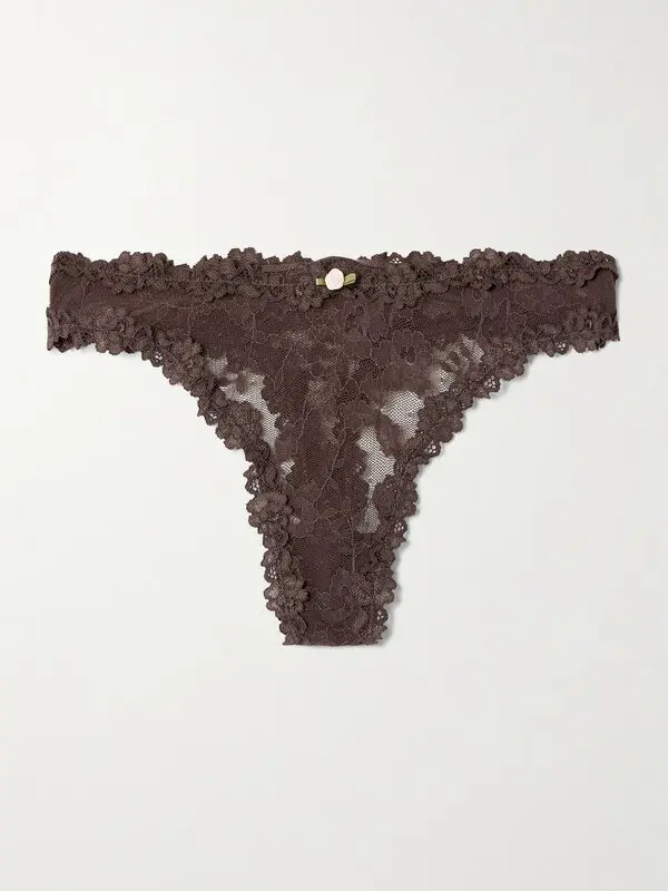 SKIMS Stretch Lace Thong - Brown