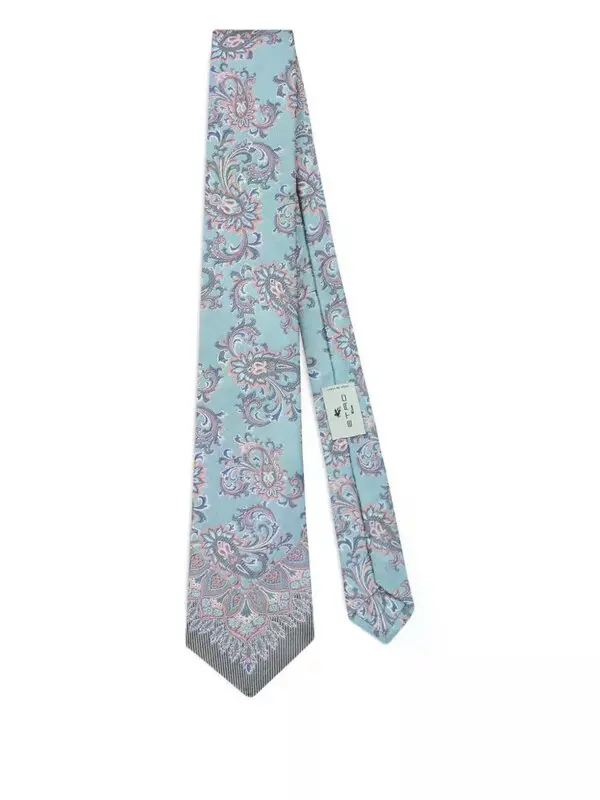 Etro Jacquard Floral Tie - Blue