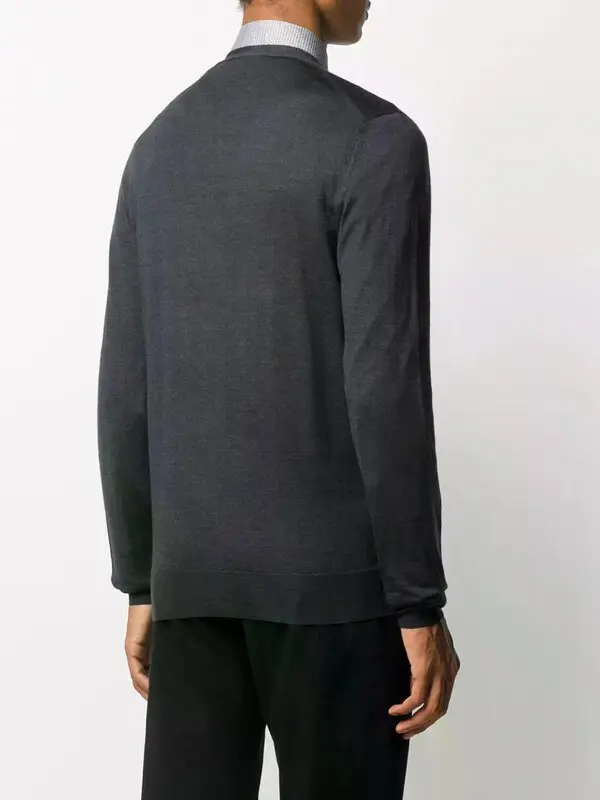 Fedeli V-neck Ribbed Knit Cashmere Cardigan - Grey