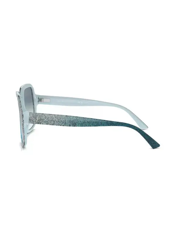 JIMMY CHOO Glitter-embellished Square-frame Sunglasses