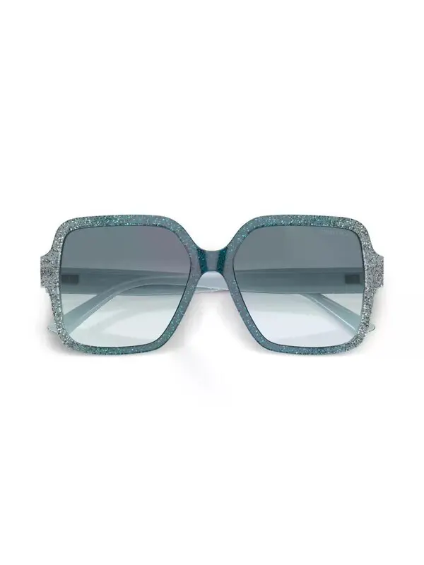JIMMY CHOO Glitter-embellished Square-frame Sunglasses