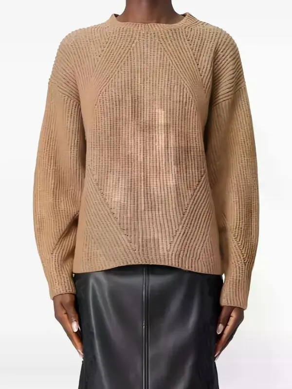 TWINSET Alpaca Ribbed Knit Sweater With Gold-tone Logo Detail
