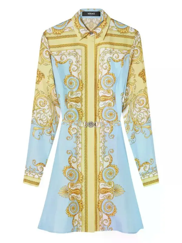 Versace Barocco Print Midi Shirt Dress