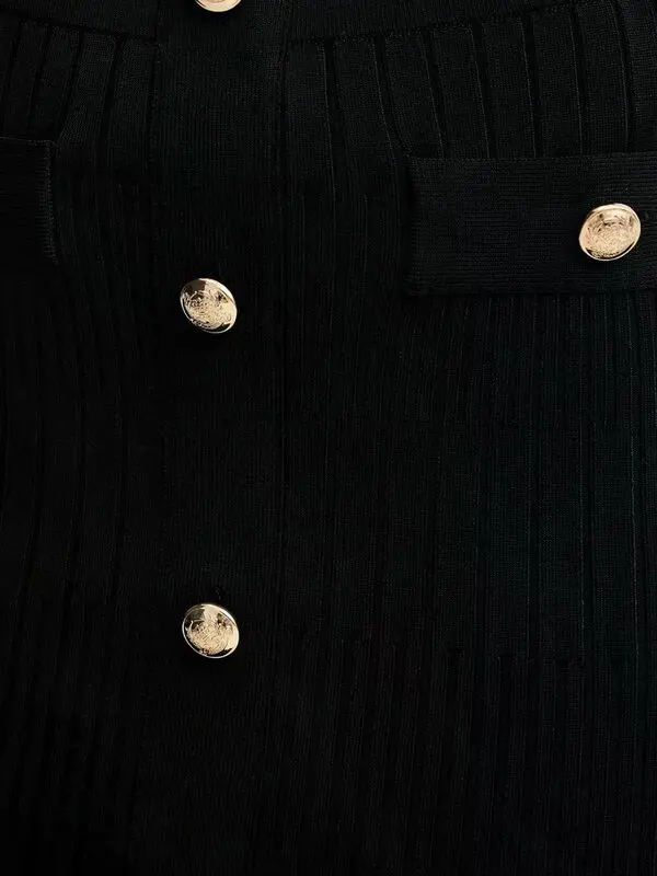 MARCIANO Button-detail Ribbed Mini Skirt
