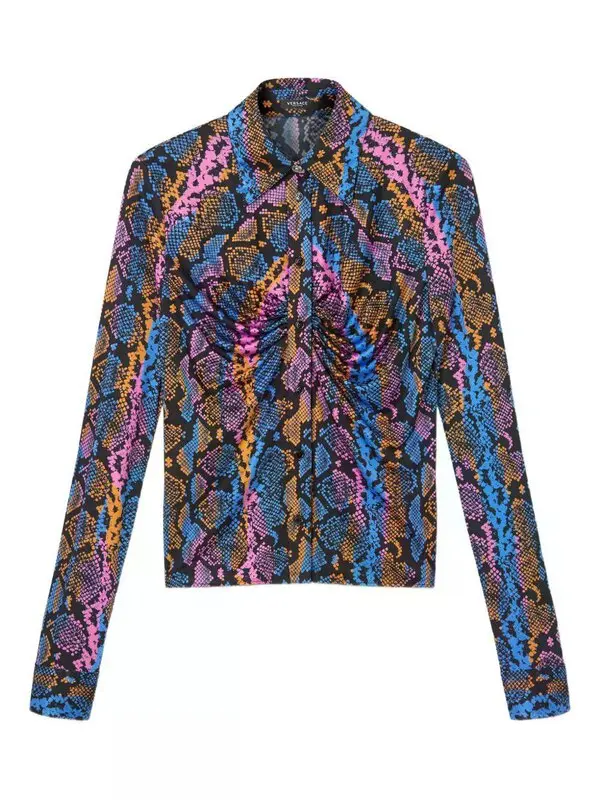 Versace Python Print Medusa Button-up Shirt