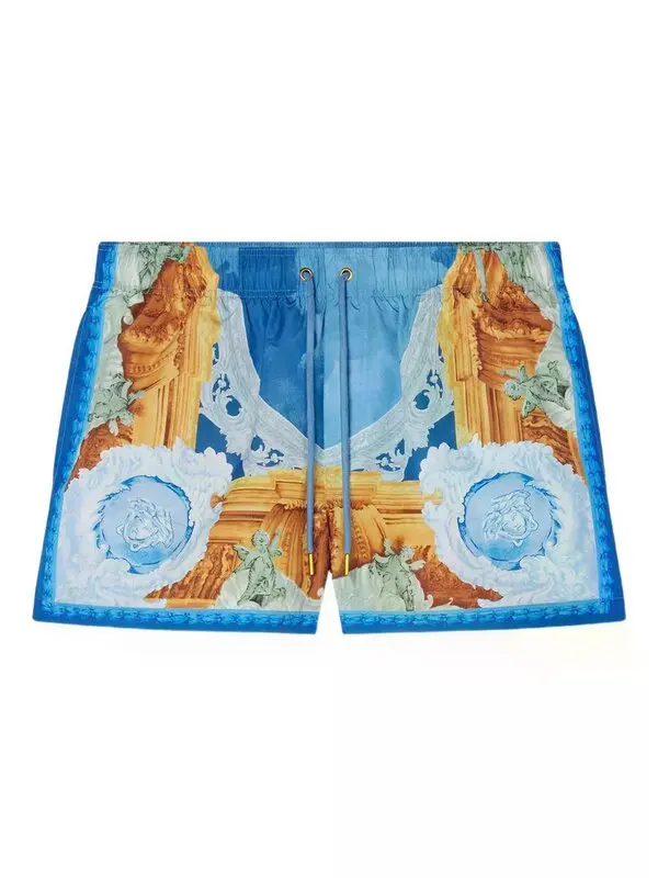 Versace Graphic Print Beachwear - Blue
