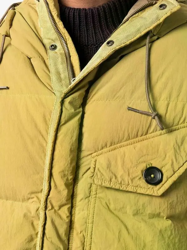 TEN C Hooded Down Puffer Jacket - Green