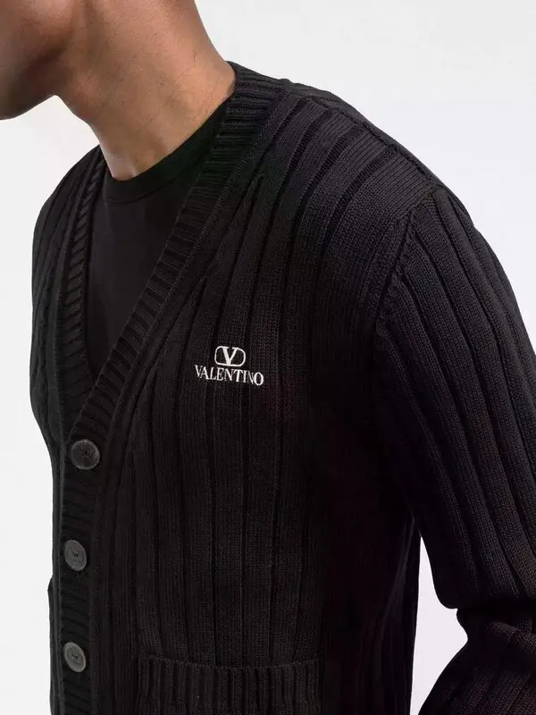 Valentino Garavani Ribbed-knit V-neck Cardigan