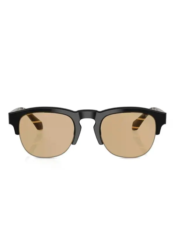 Giorgio Armani Striped-frame Half-rim Sunglasses - Black