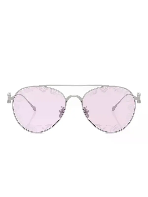 Giorgio Armani Rose-embellished Round Sunglasses - Silver