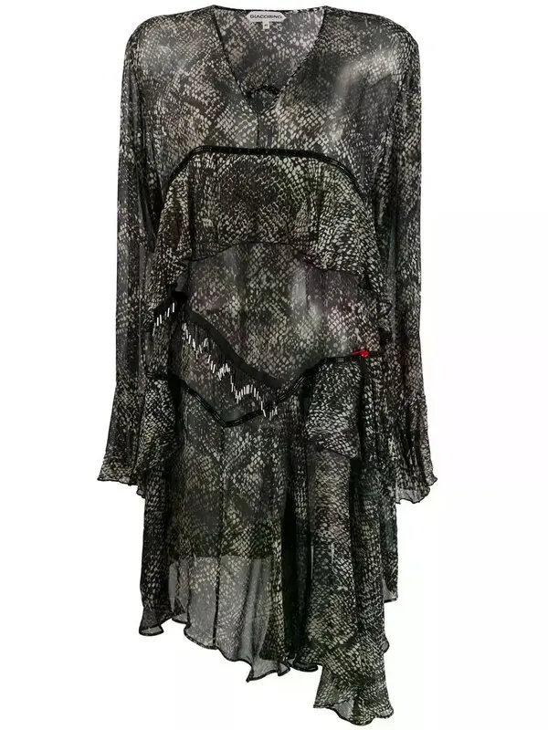 GIACOBINO Snake Print Mini Dress - Black