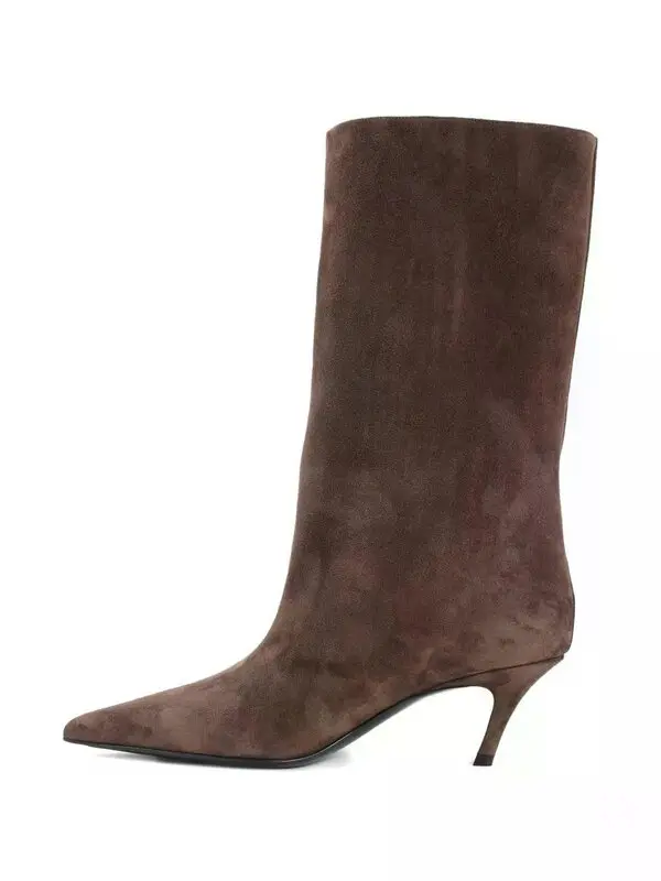 Amina Muaddi Pointed-toe Stiletto-heel Boots - Brown