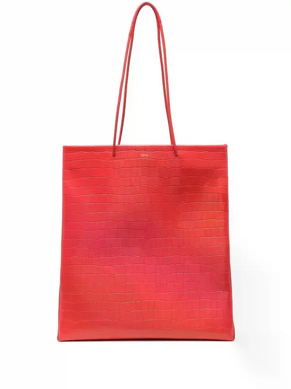 Medea Crocodile Effect Leather Tote - Red
