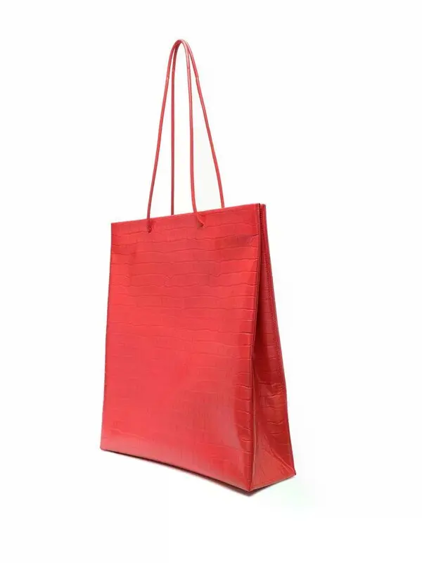 Medea Crocodile Effect Leather Tote - Red