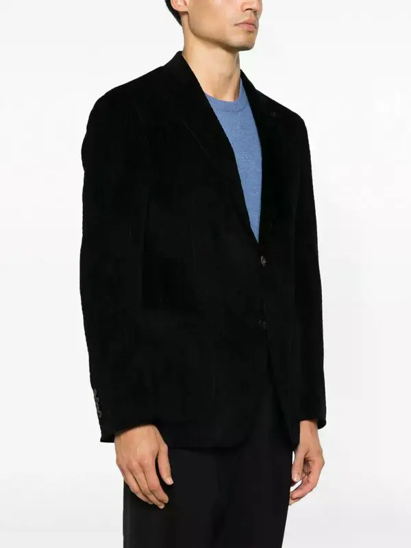 LARDINI Single-breasted Corduroy Blazer - Black