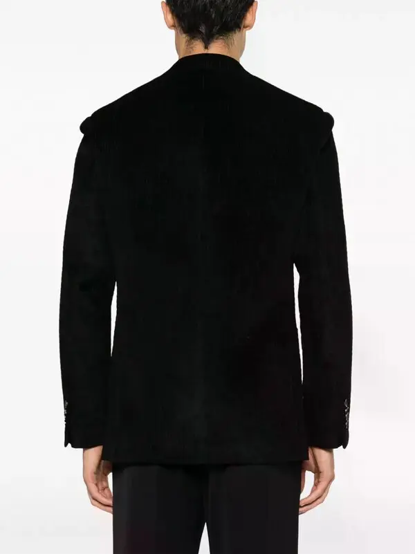 LARDINI Single-breasted Corduroy Blazer - Black
