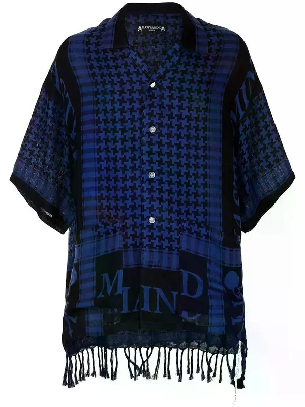 MASTERMIND WORLD Geometric Logo-print Cotton Shirt - Blue