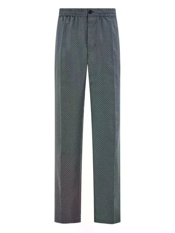FERRAGAMO Silk Micro Gancini Motif Trousers