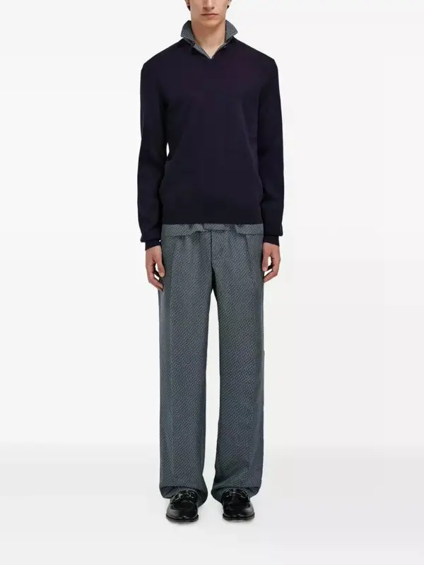 FERRAGAMO Silk Micro Gancini Motif Trousers