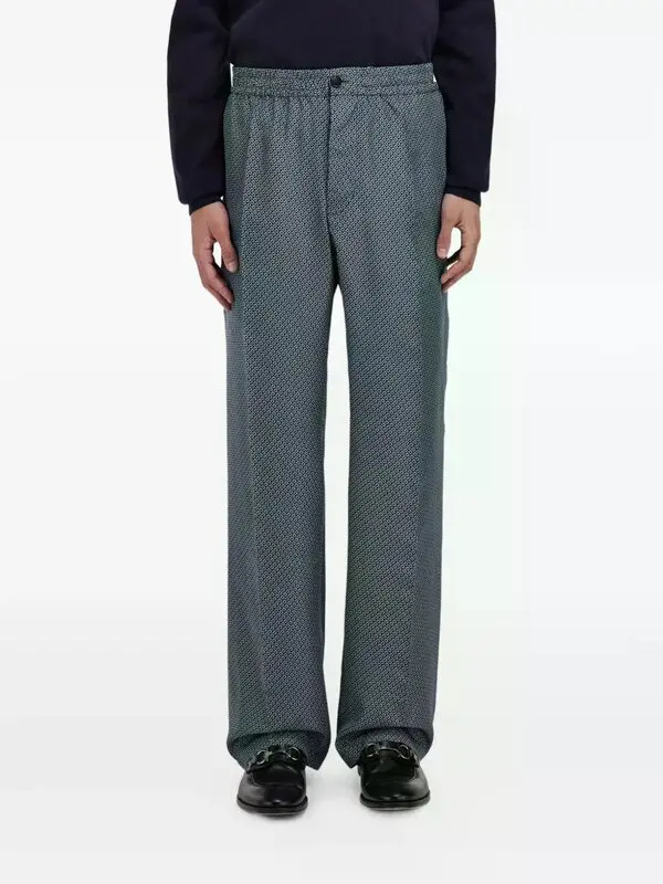 FERRAGAMO Silk Micro Gancini Motif Trousers