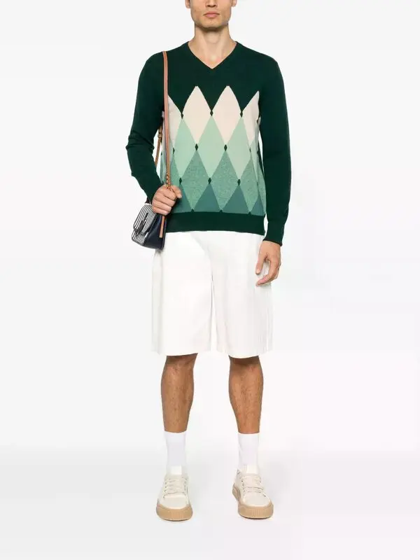BALLANTYNE Argyle Intarsia Cashmere Jumper - Green
