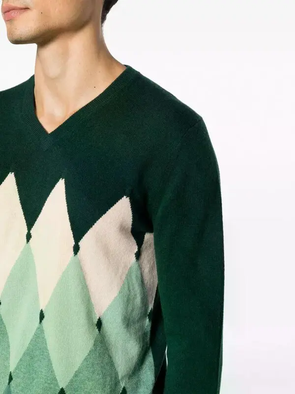 BALLANTYNE Argyle Intarsia Cashmere Jumper - Green