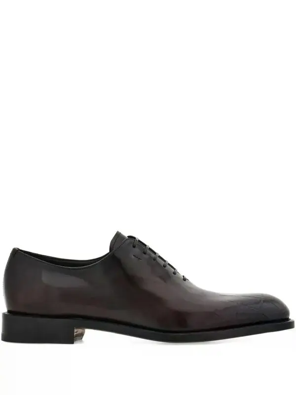 FERRAGAMO Crocodile Print Tramezza Oxford Shoes - Brown