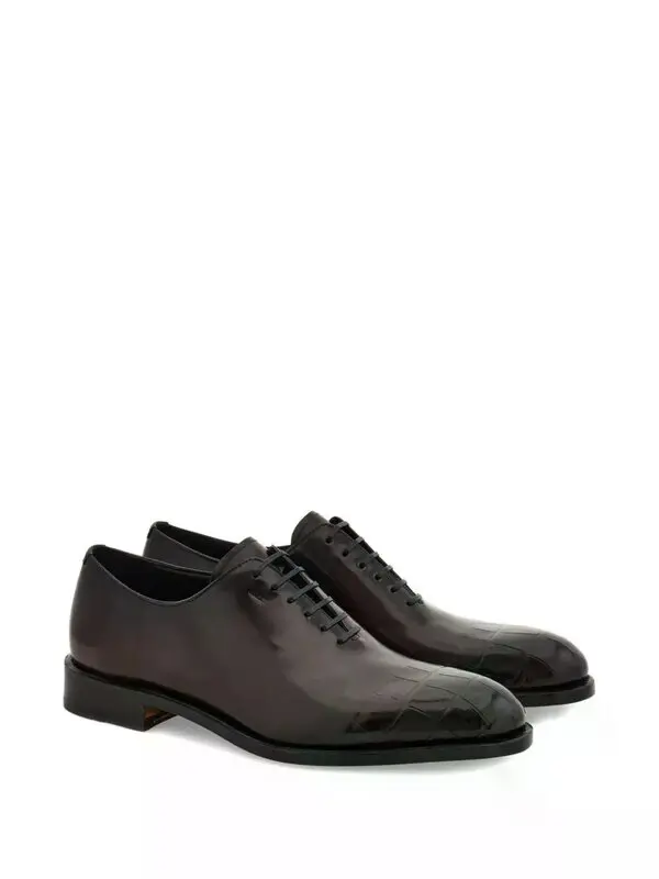 FERRAGAMO Crocodile Print Tramezza Oxford Shoes - Brown