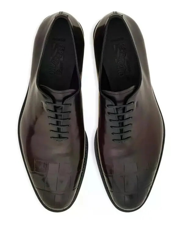 FERRAGAMO Crocodile Print Tramezza Oxford Shoes - Brown