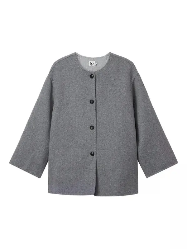 B+AB Button Jacket With Scarf Detail - Grey