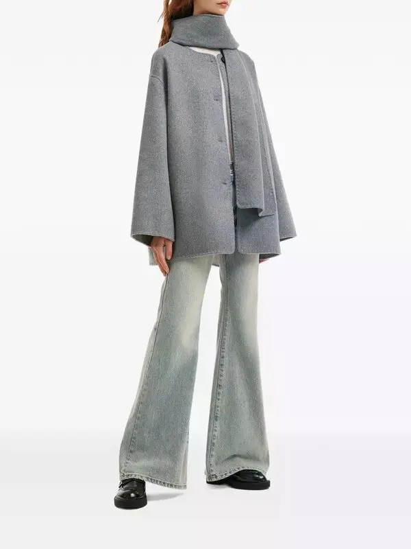 B+AB Button Jacket With Scarf Detail - Grey
