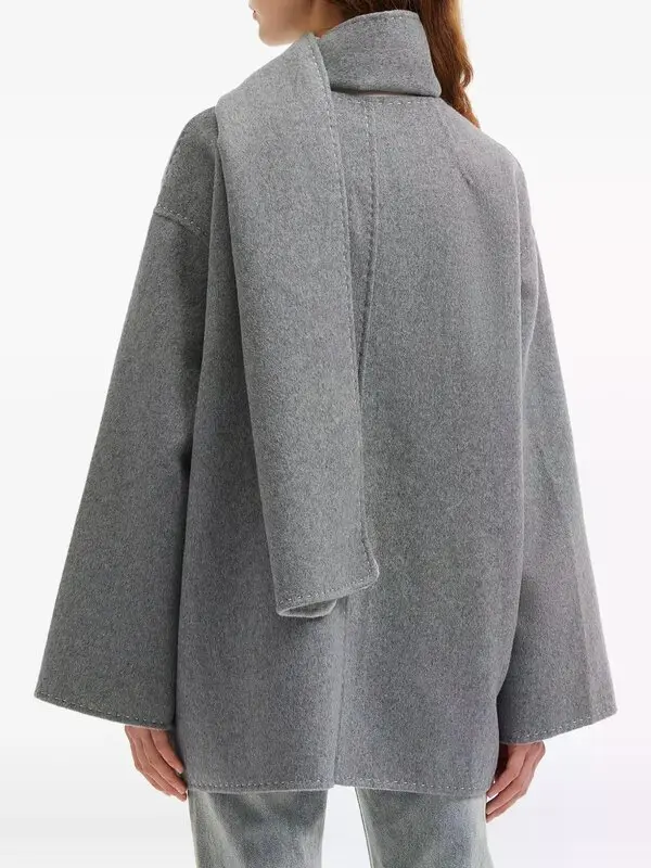 B+AB Button Jacket With Scarf Detail - Grey