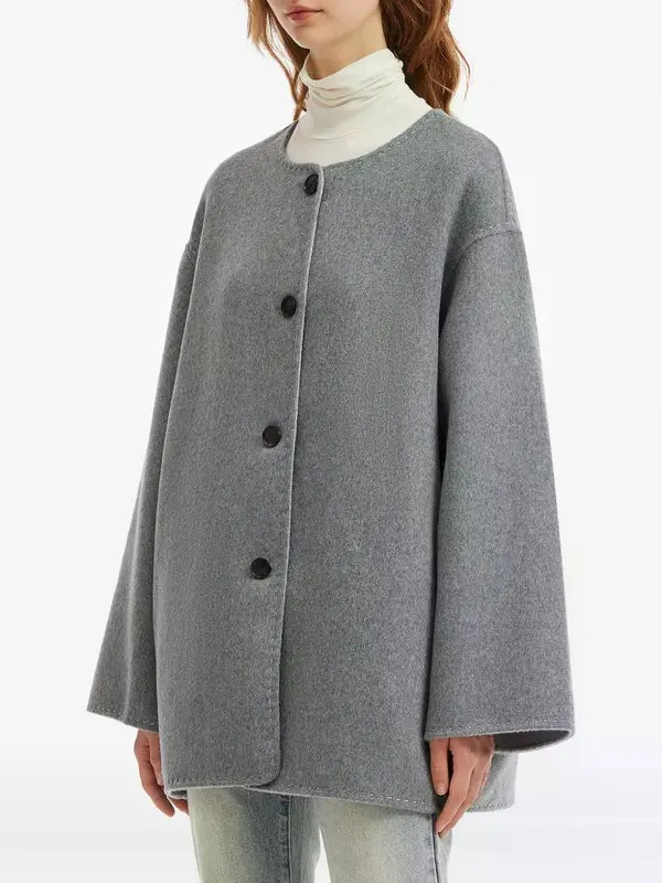 B+AB Button Jacket With Scarf Detail - Grey