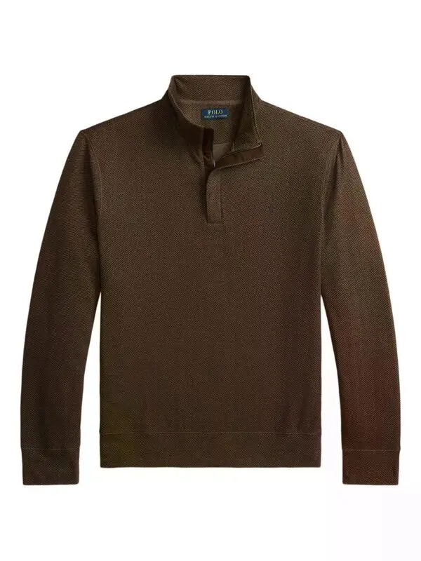 Polo Ralph Lauren Herringbone Half Zip Sweater - Brown