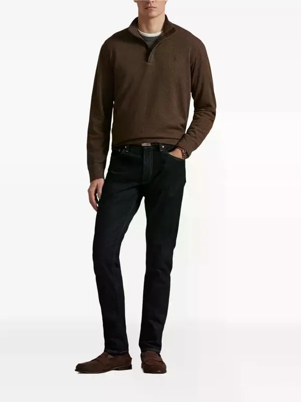 Polo Ralph Lauren Herringbone Half Zip Sweater - Brown