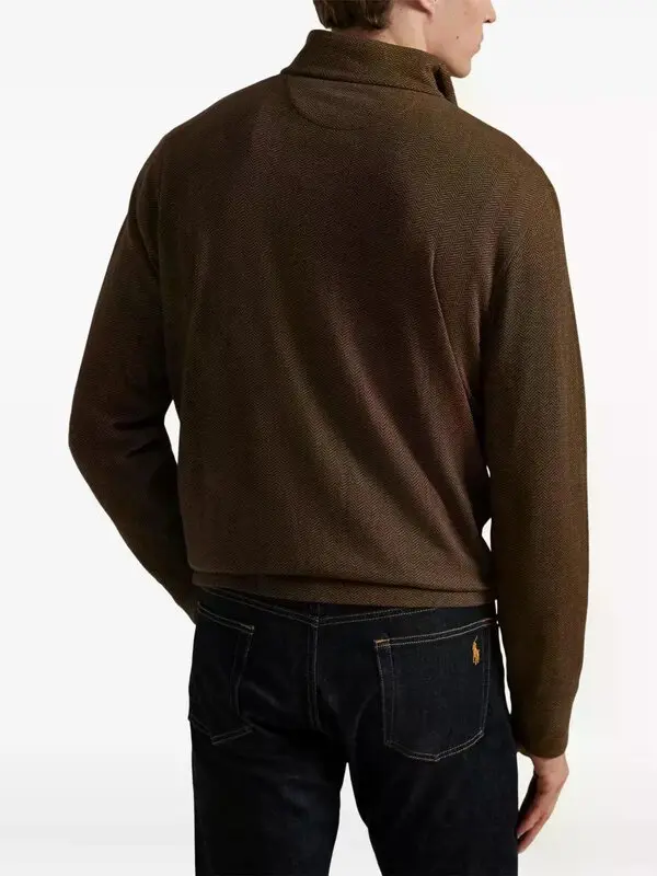 Polo Ralph Lauren Herringbone Half Zip Sweater - Brown