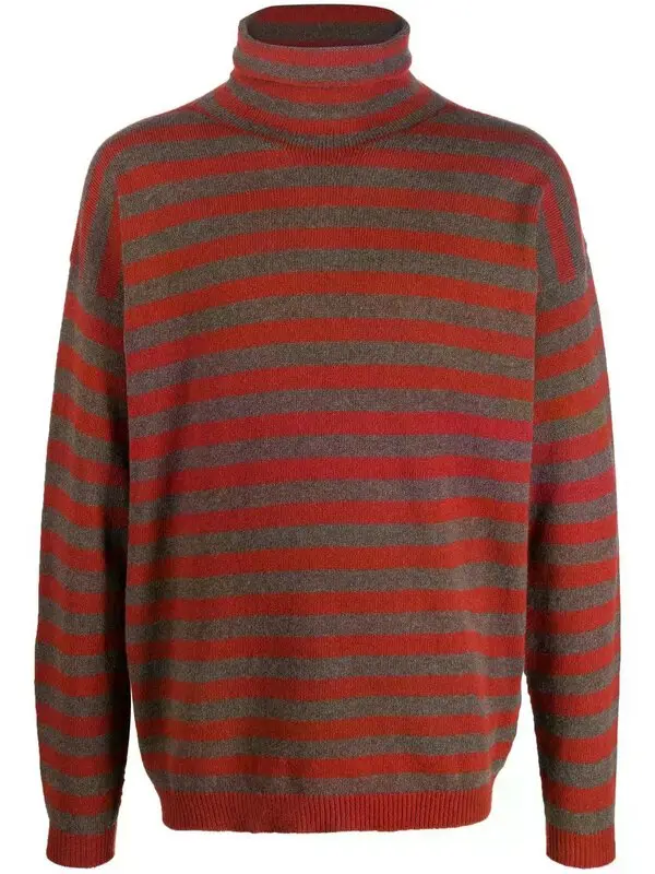 LARDINI Striped Roll Neck Sweater