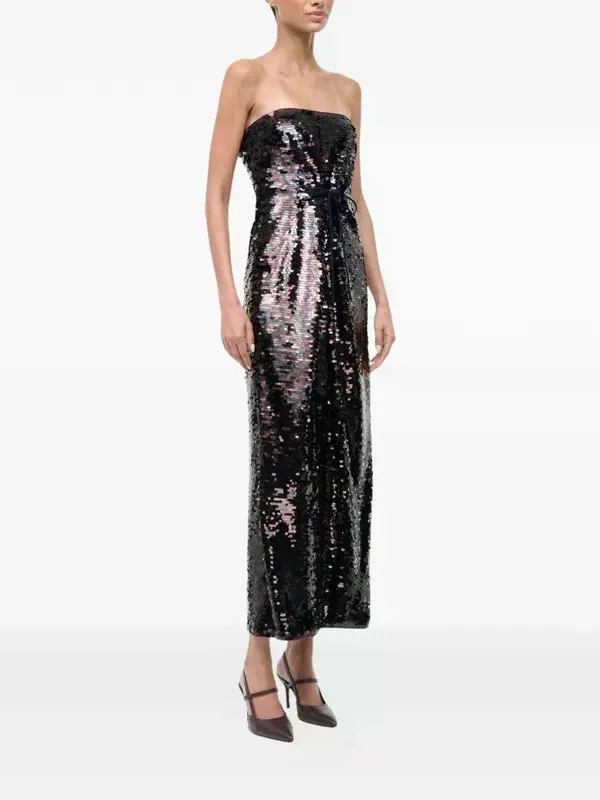 Staud Sequin-embellished Midi Dress - Black