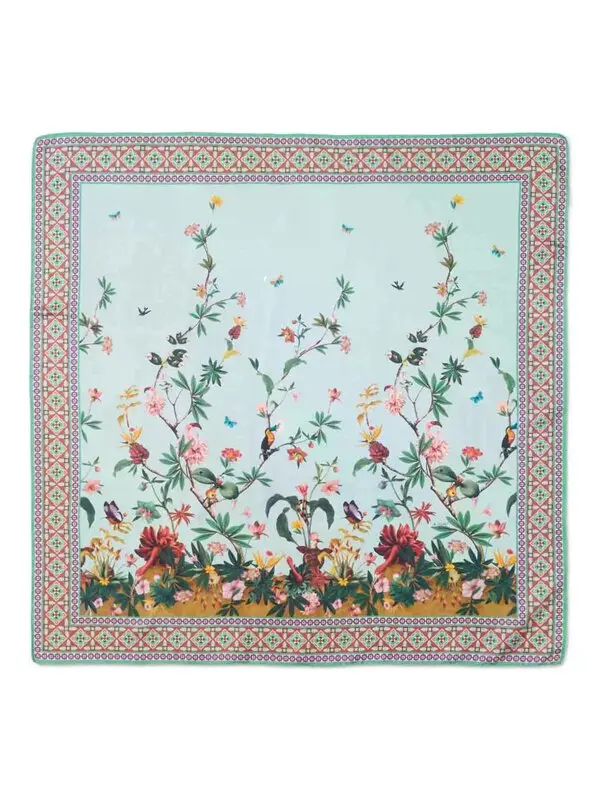 La DoubleJ Zooflora Placée Silk Scarf - Blue